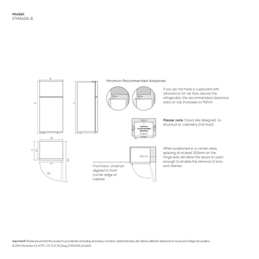 Electrolux 341L 2-Door Top Freezer Refrigerator ETM3400L-B