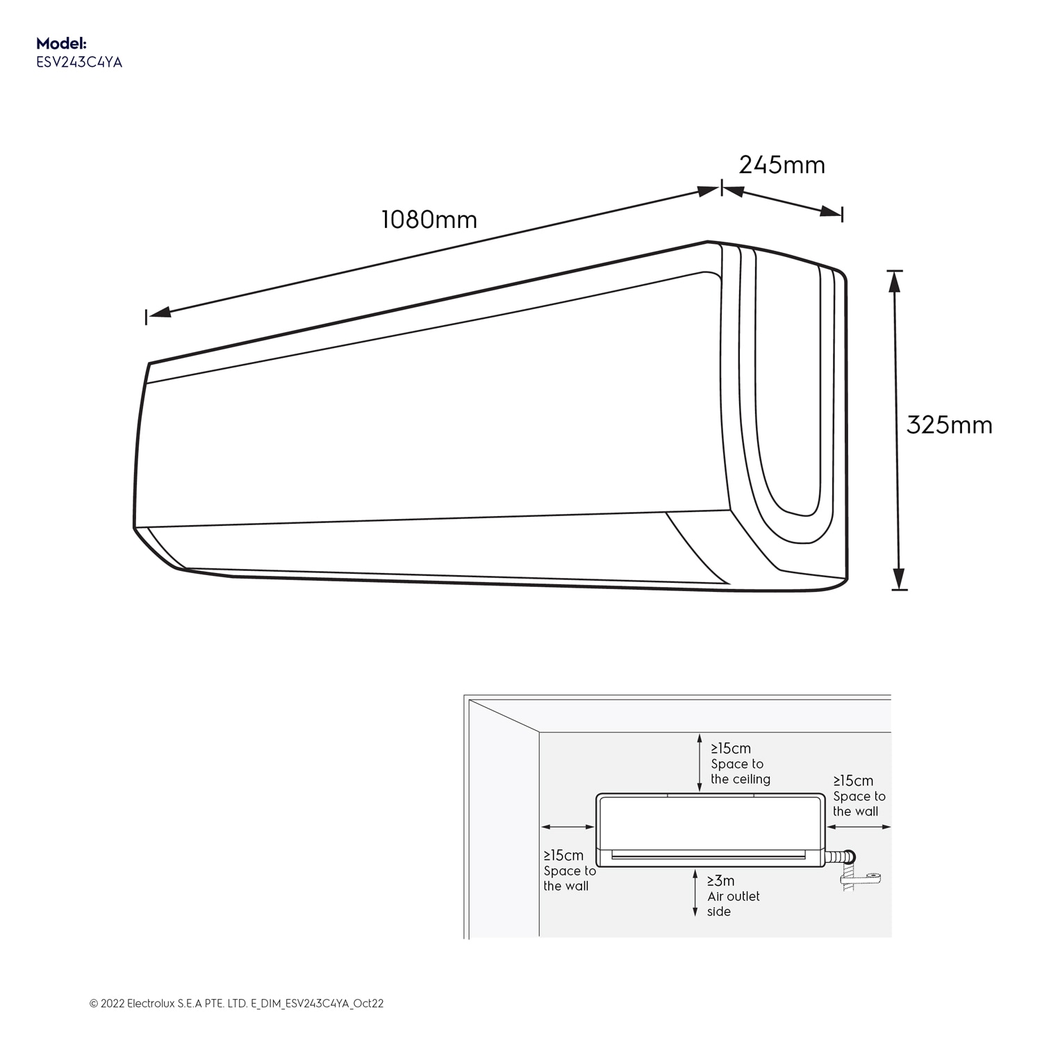 24000 BTU inverter air conditioner - ESV243C4YA | Electrolux Thailand