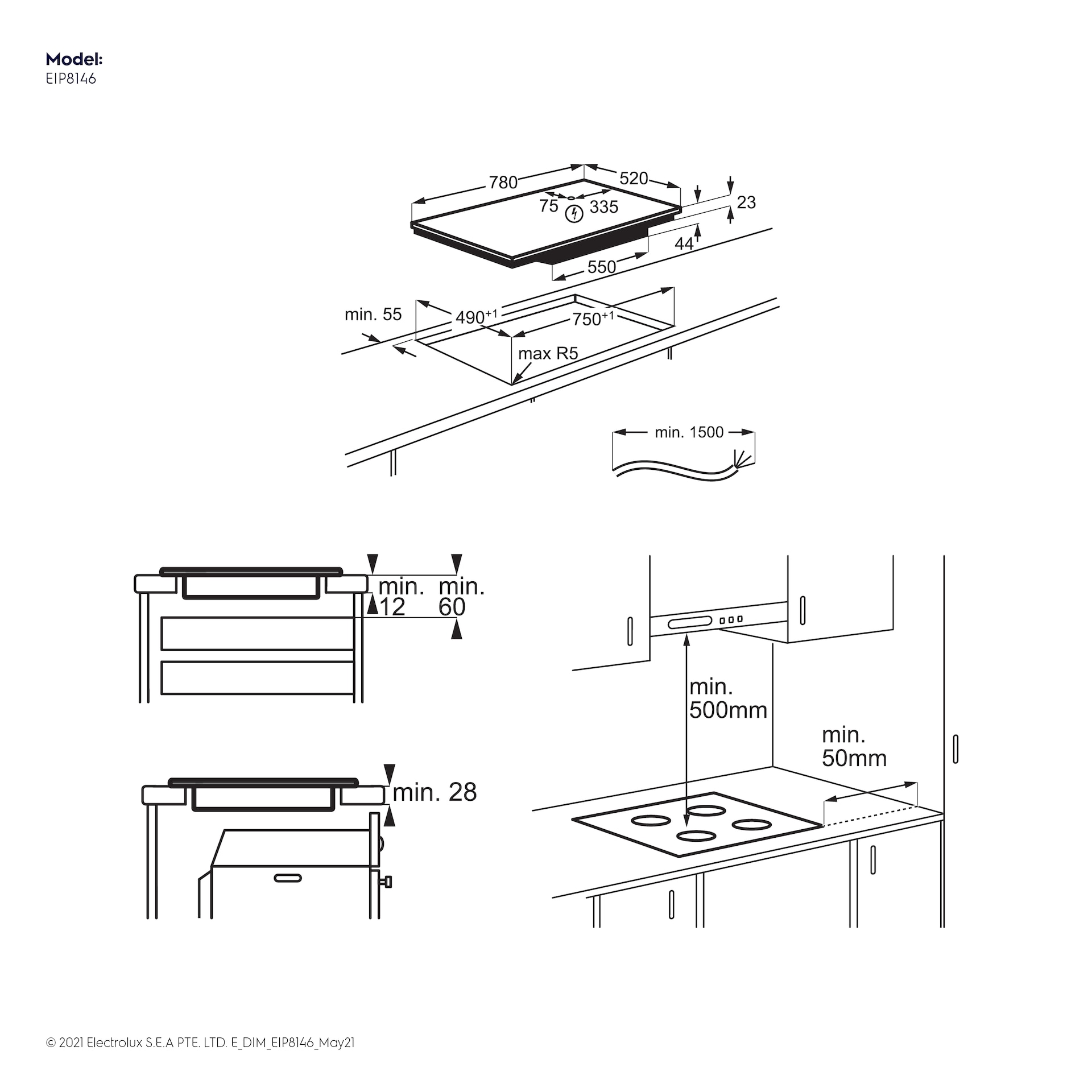 80cm UltimateTaste 300 built-in induction hob with 4 cooking zones ...