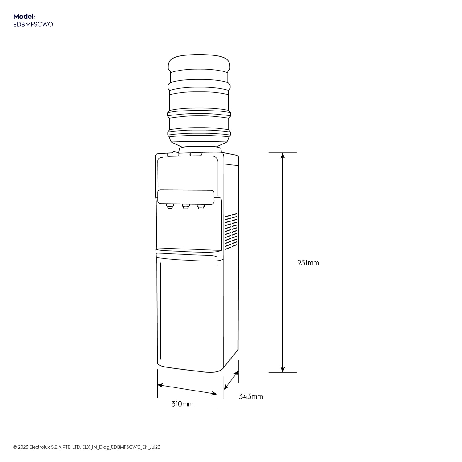 UltimateHome 300 top loading water dispenser with cabinet - EDBMFSCWO